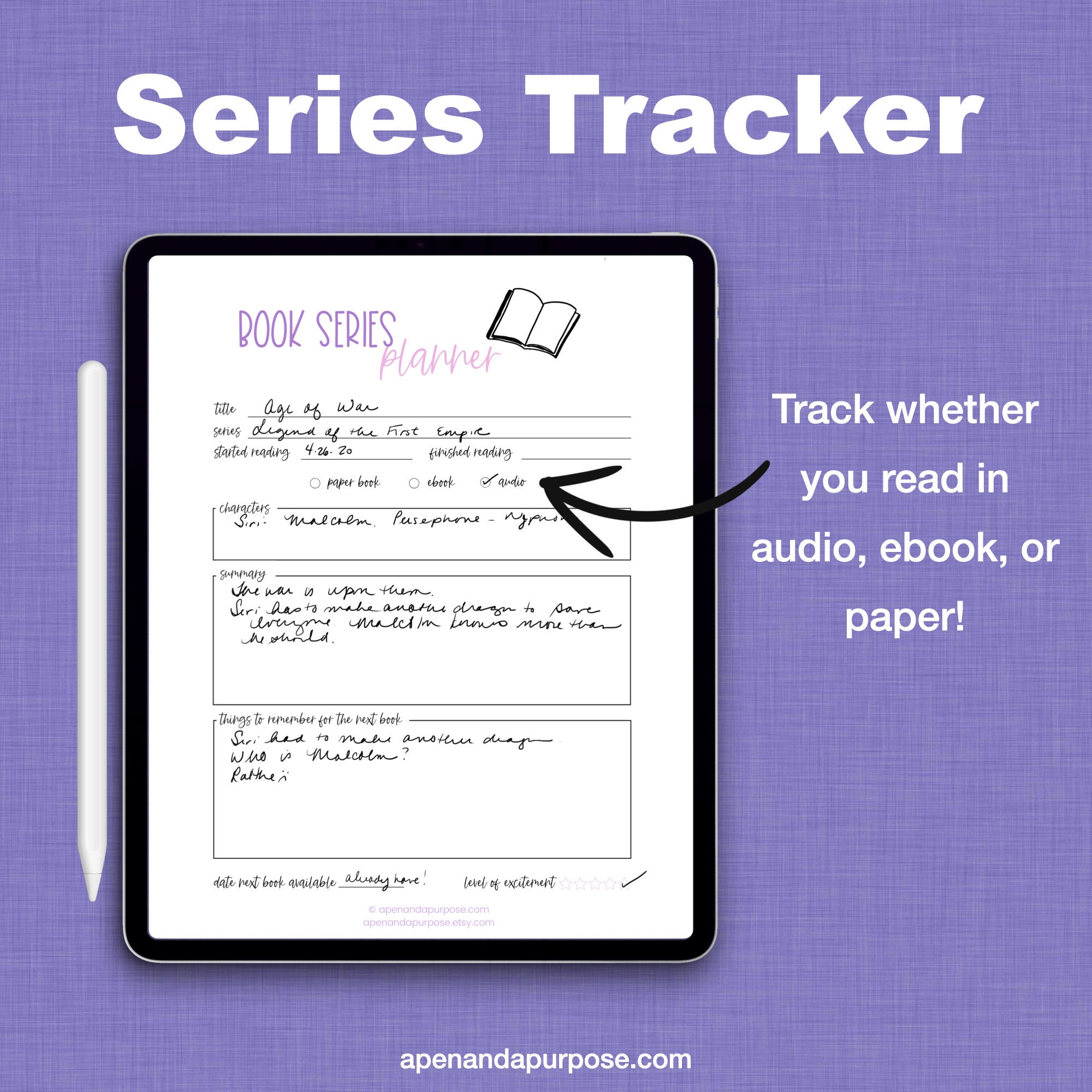 Book Series Planner, Reading List, Series Tracker, Reading Printable ...
