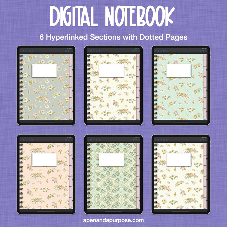 Digital Notebook, Pink Digital Notebook Cover, Goodnotes Notebook, 6 ...