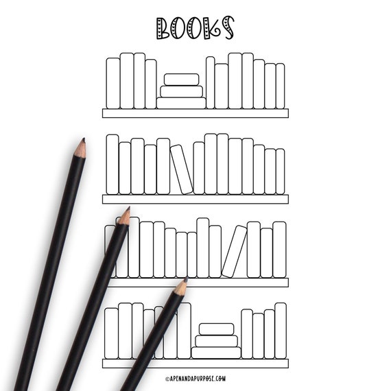 Printable Bookshelf Reading Tracker Sticker for Your Bullet - Etsy