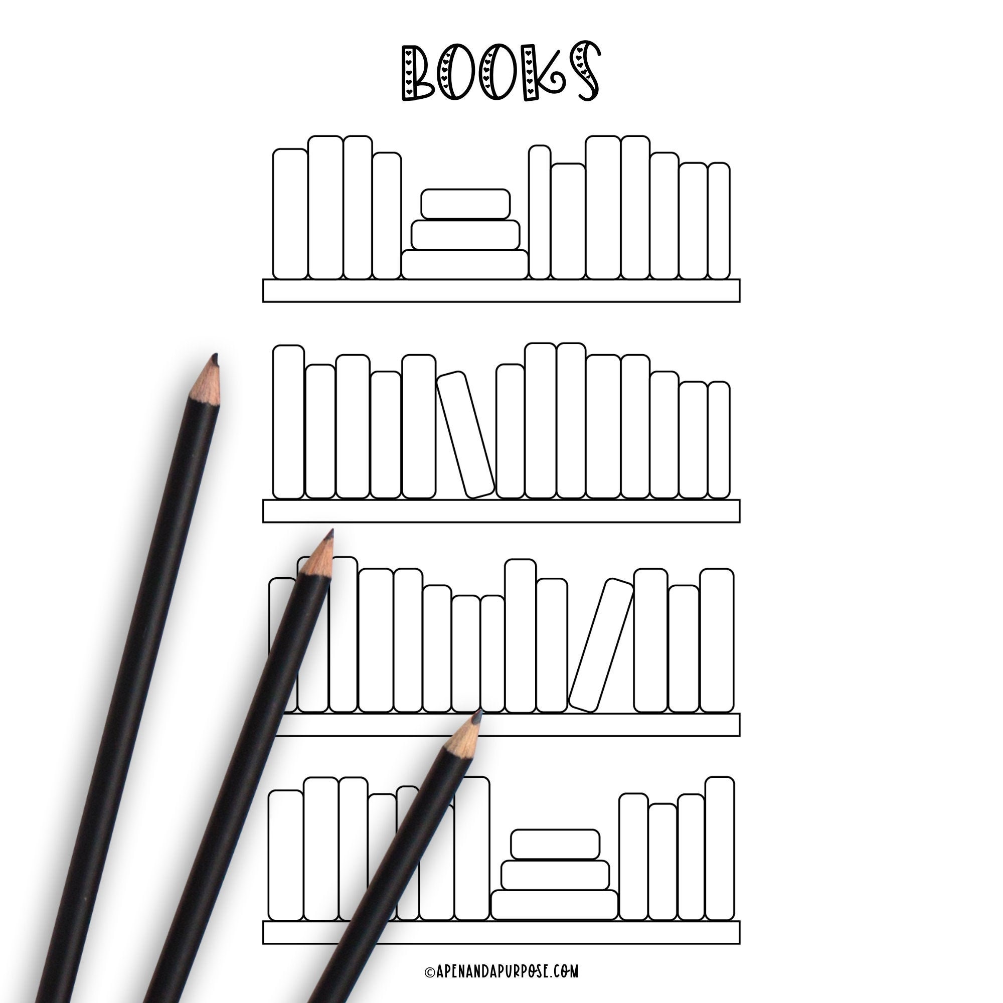 Printable Bookshelf Reading Tracker Sticker for Your Bullet - Etsy