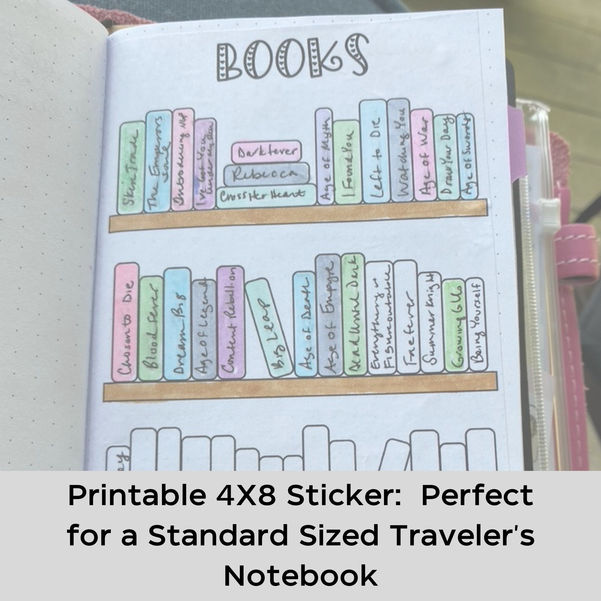 Printable Bookshelf Reading Tracker Sticker for Your Bullet - Etsy