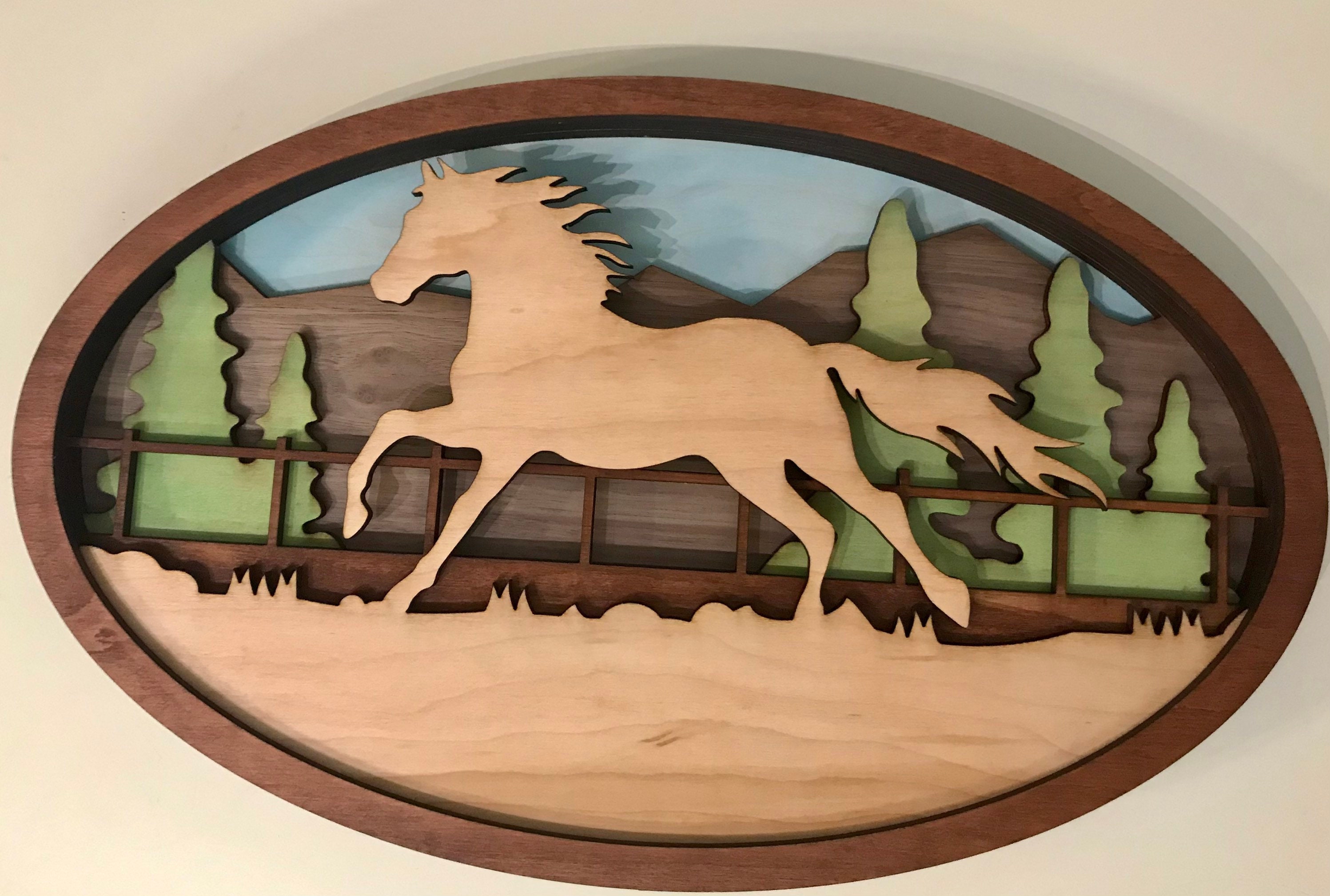 3 Dimentional Multi Layer Wood Running Horse Wall Art Great | Etsy