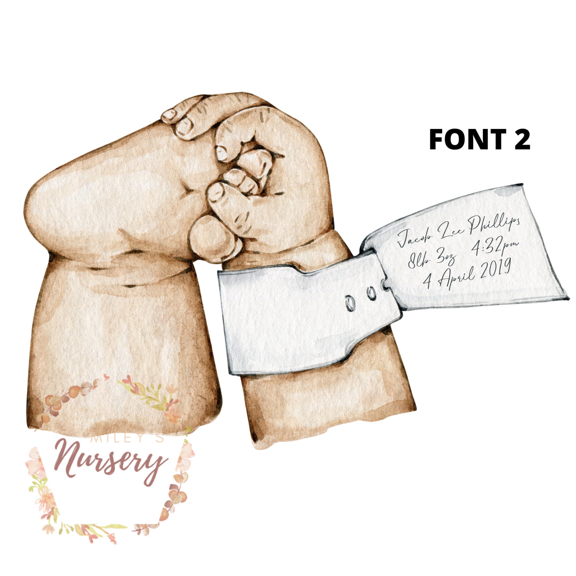 Personalised Baby Tag Hospital Watercolour Baby Hands - Etsy UK