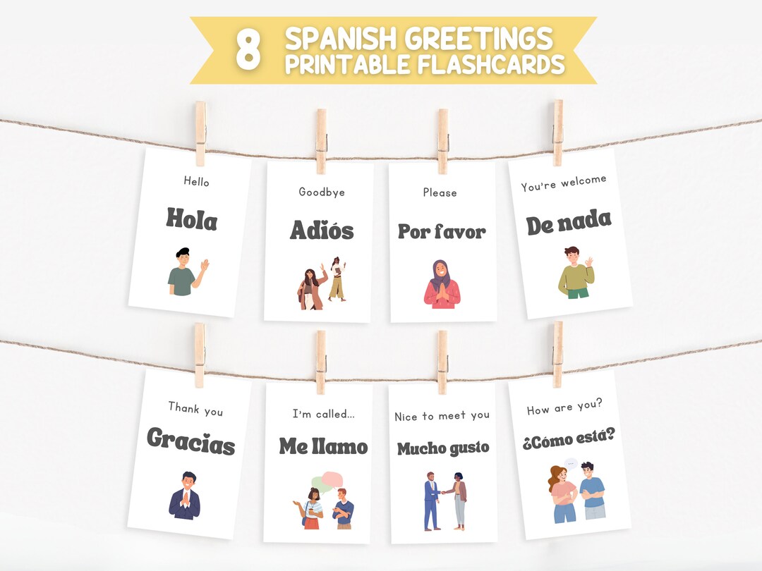 Spanish Greeting Flashcards | Educational Flash Cards | Children's ...