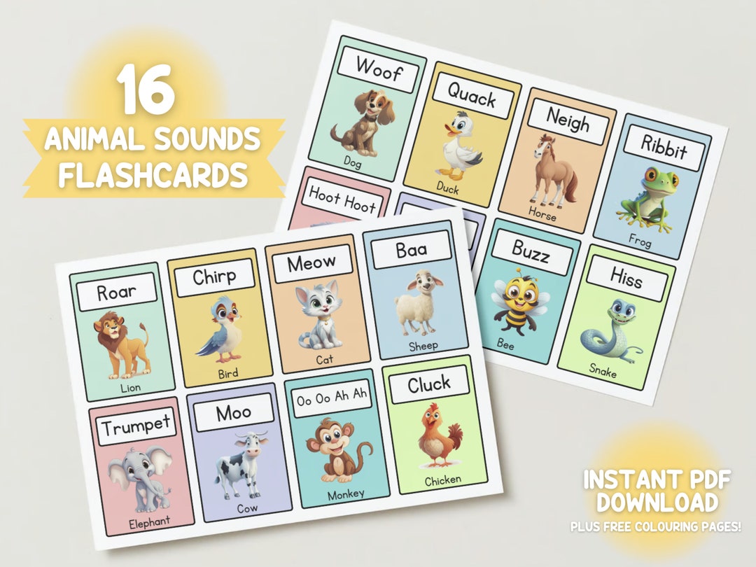Animal Sounds Flashcards | Educational Flash Cards | Children's ...