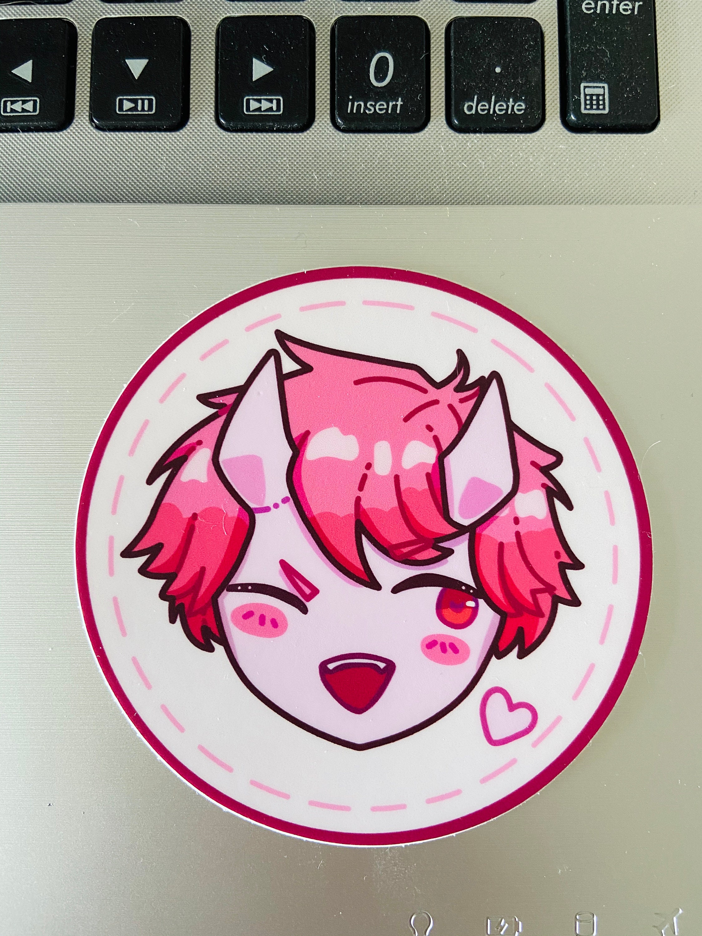 LOVE DEMON Vinyl Sticker / Anime Boy Pink Cute Kawaii Circle | Etsy