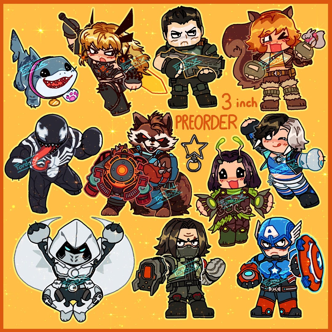 Set 1 PREORDER: 3 Inch MARVEL RIVALS Acrylic Glitter Epoxy Keychains - Etsy