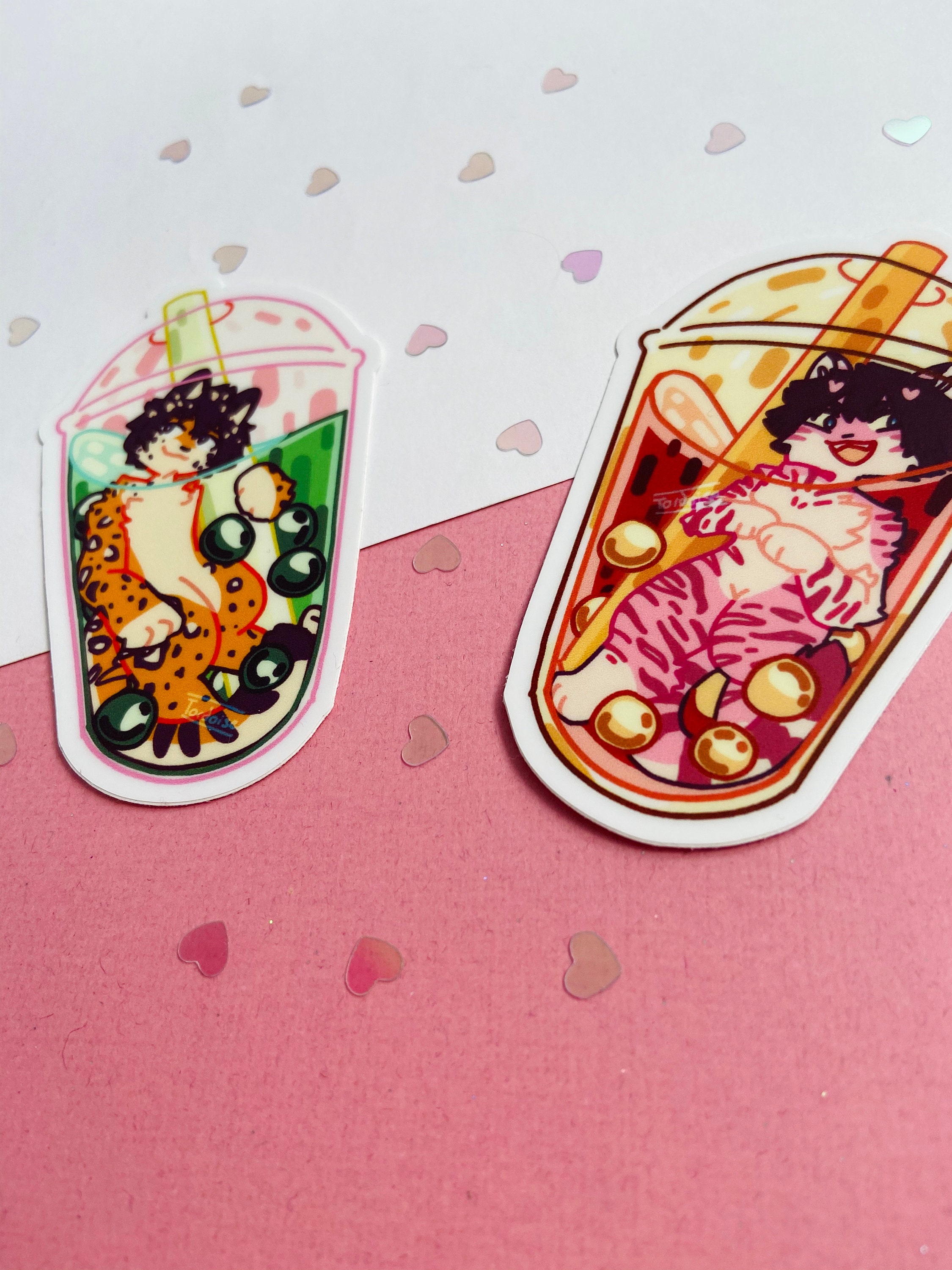 BOBA CATS Vinyl Waterproof 3” Sticker Set 2 Stickers Furry Tiger ...