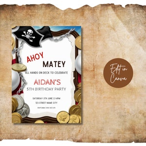 Pirate Birthday Invitation - Ahoy Matey - Birthday Party Invite ...