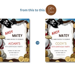 Pirate Birthday Invitation - Ahoy Matey - Birthday Party Invite ...