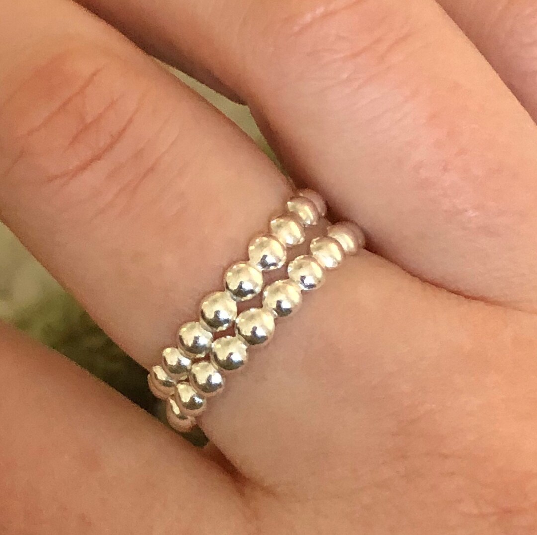 Bubble Stacker Ring Thick Bubble Ring Band Beaded Ring Half - Etsy