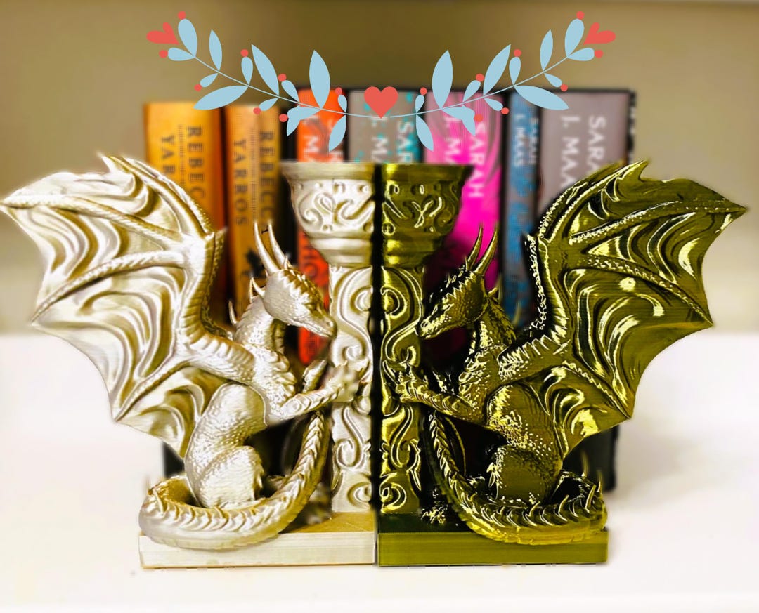 Dragon Book End Set for Fantasy Lovers | Heavy Book End | Fourth Wing ...