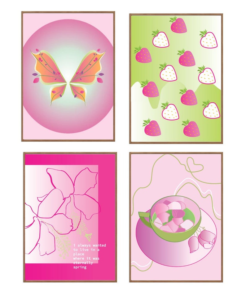 Flora From Winx Club Printable Wall Art Set of 4 | Pink & Green Cute ...