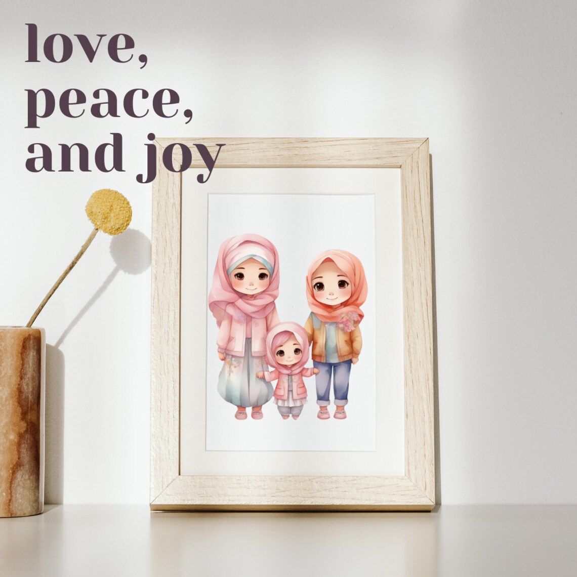 Watercolor Hijab Clipart Graphics Bundle Set of 48 Happy Anime Hijabi ...