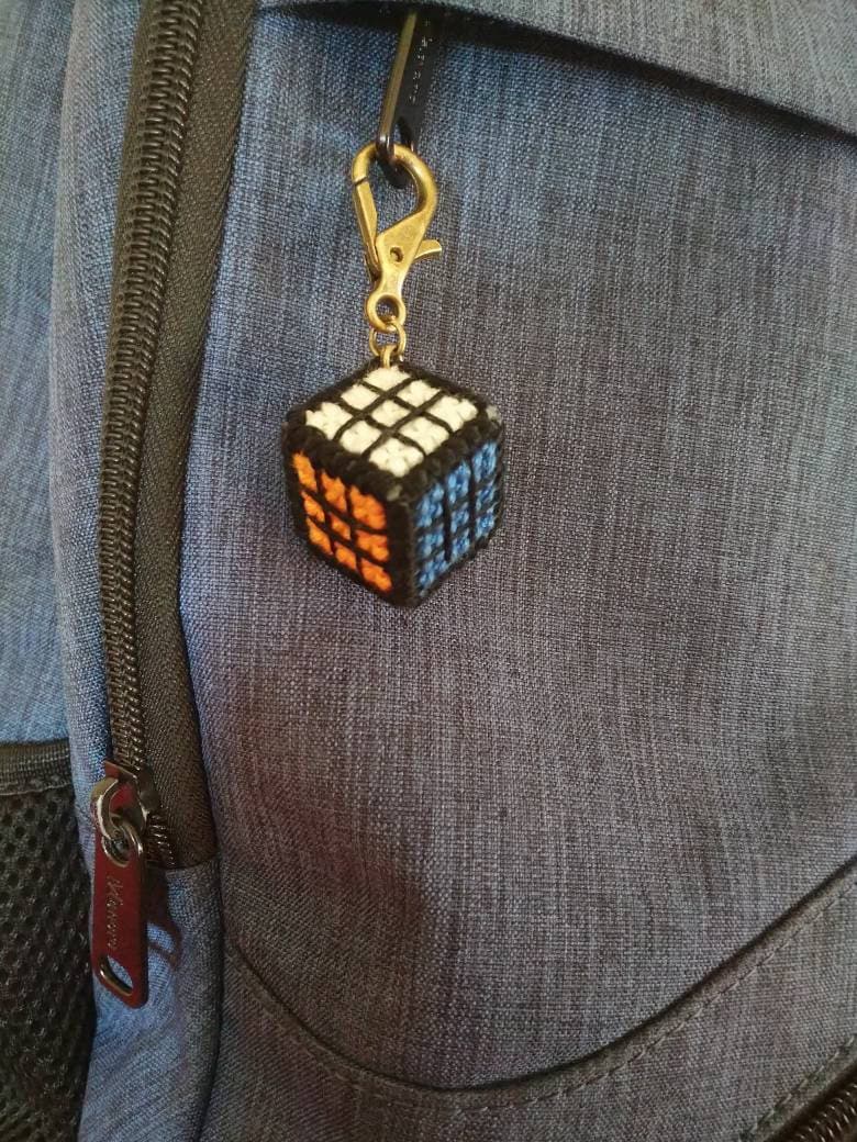 Rubik's Cube Key Chain 3D Cross Stitch - Etsy