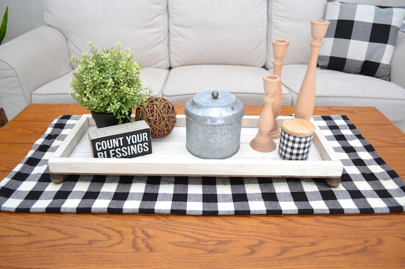 Long Rustic Table Tray With Feet Coffee Table Decor Coffee Bar ...