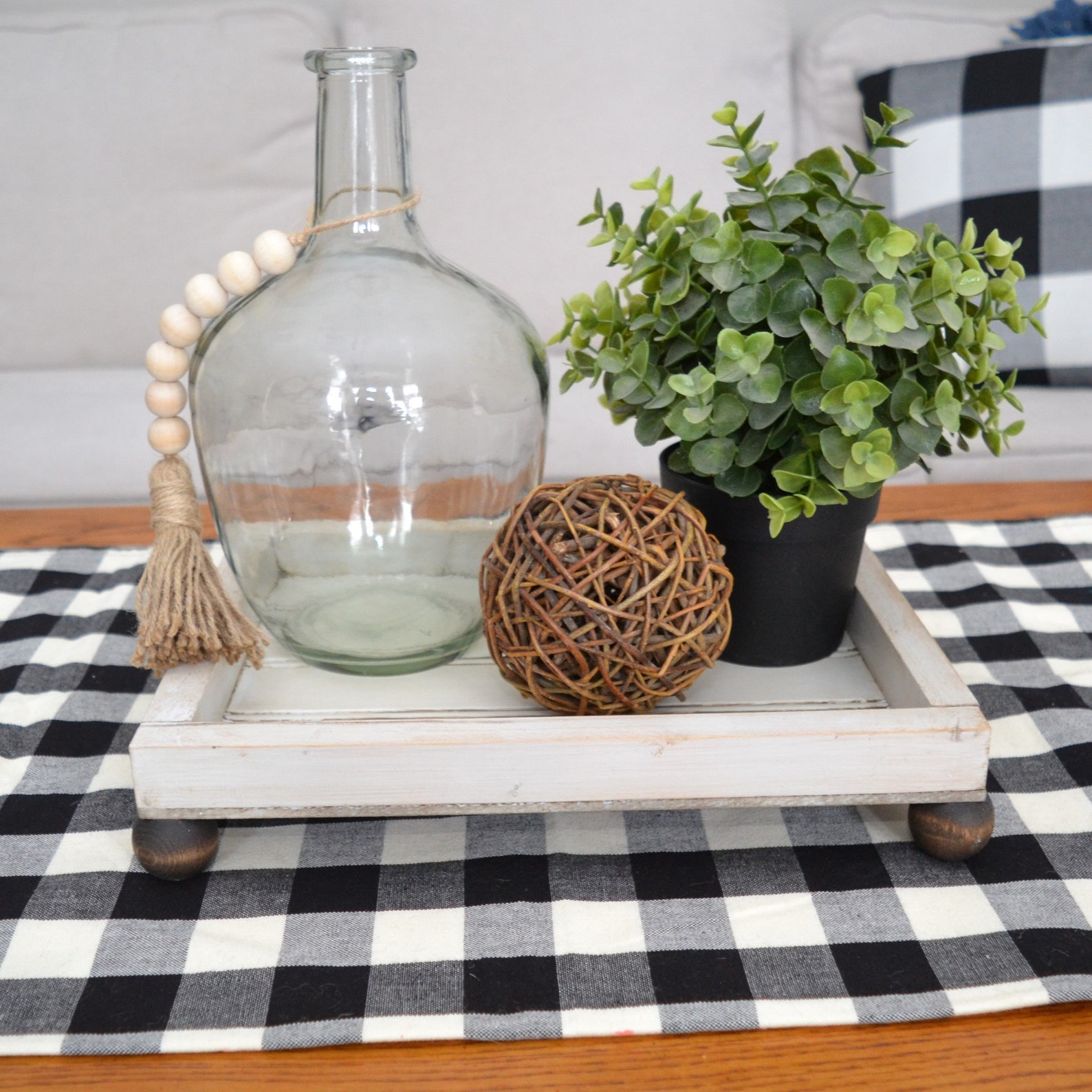 Mid Size Rustic Table Tray With Feet Coffee Table Decor Coffee - Etsy
