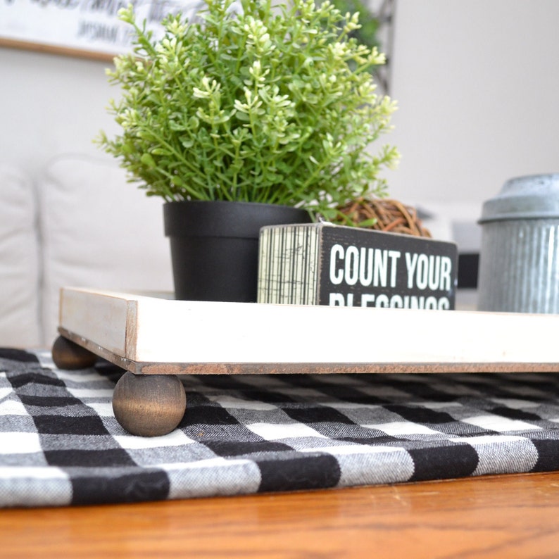 Long Rustic Table Tray With Feet Coffee Table Decor Coffee Bar ...