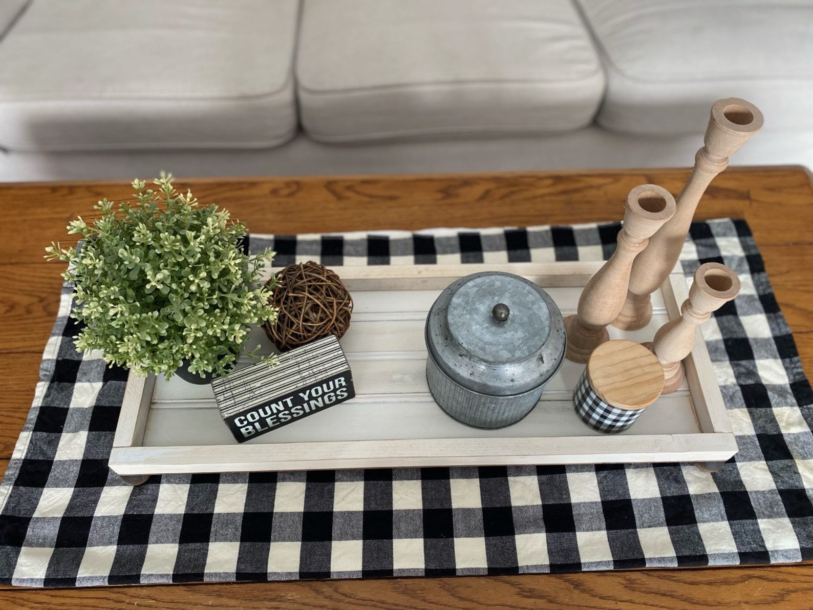 Long Rustic Table Tray With Feet Coffee Table Decor Coffee Bar - Etsy