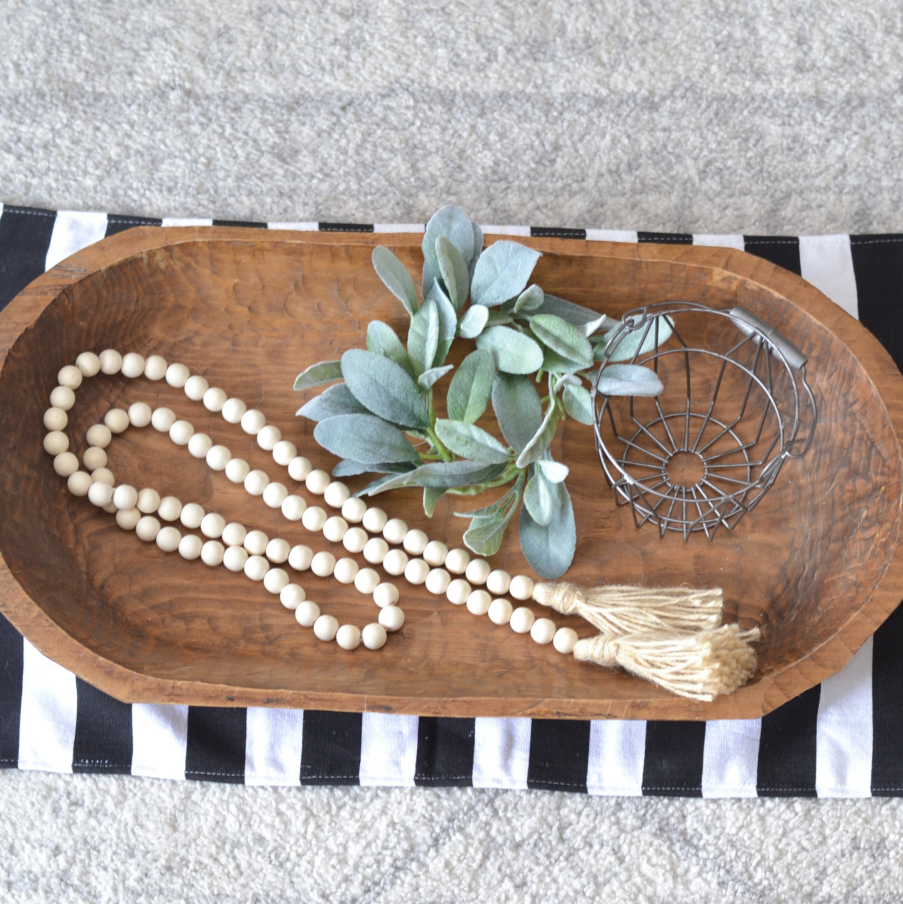 54" Natural Wooden Bead Garland ~ Farmhouse Decor ~ Rustic Wooden ...