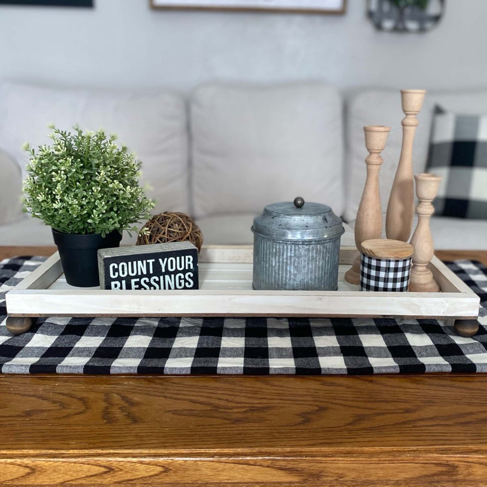 Long Rustic Table Tray With Feet Coffee Table Decor Coffee Bar - Etsy