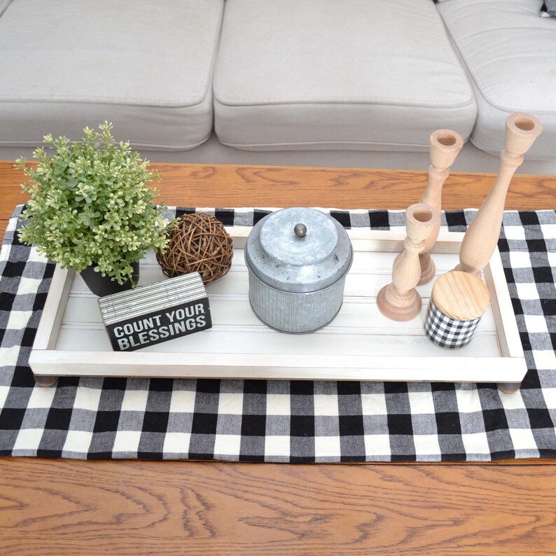Long Rustic Table Tray With Feet Coffee Table Decor Coffee Bar - Etsy