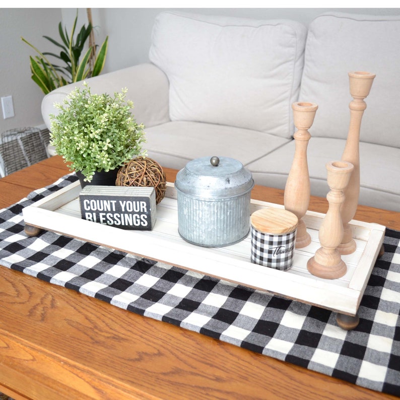 Long Rustic Table Tray With Feet Coffee Table Decor Coffee Bar - Etsy