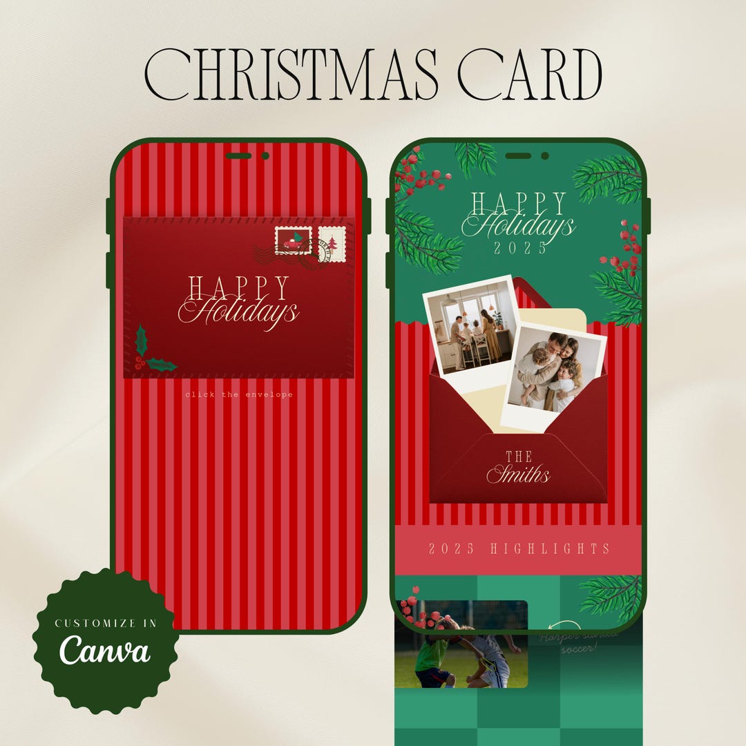 Digital Christmas Card Website Template – Interactive Holiday Card in ...