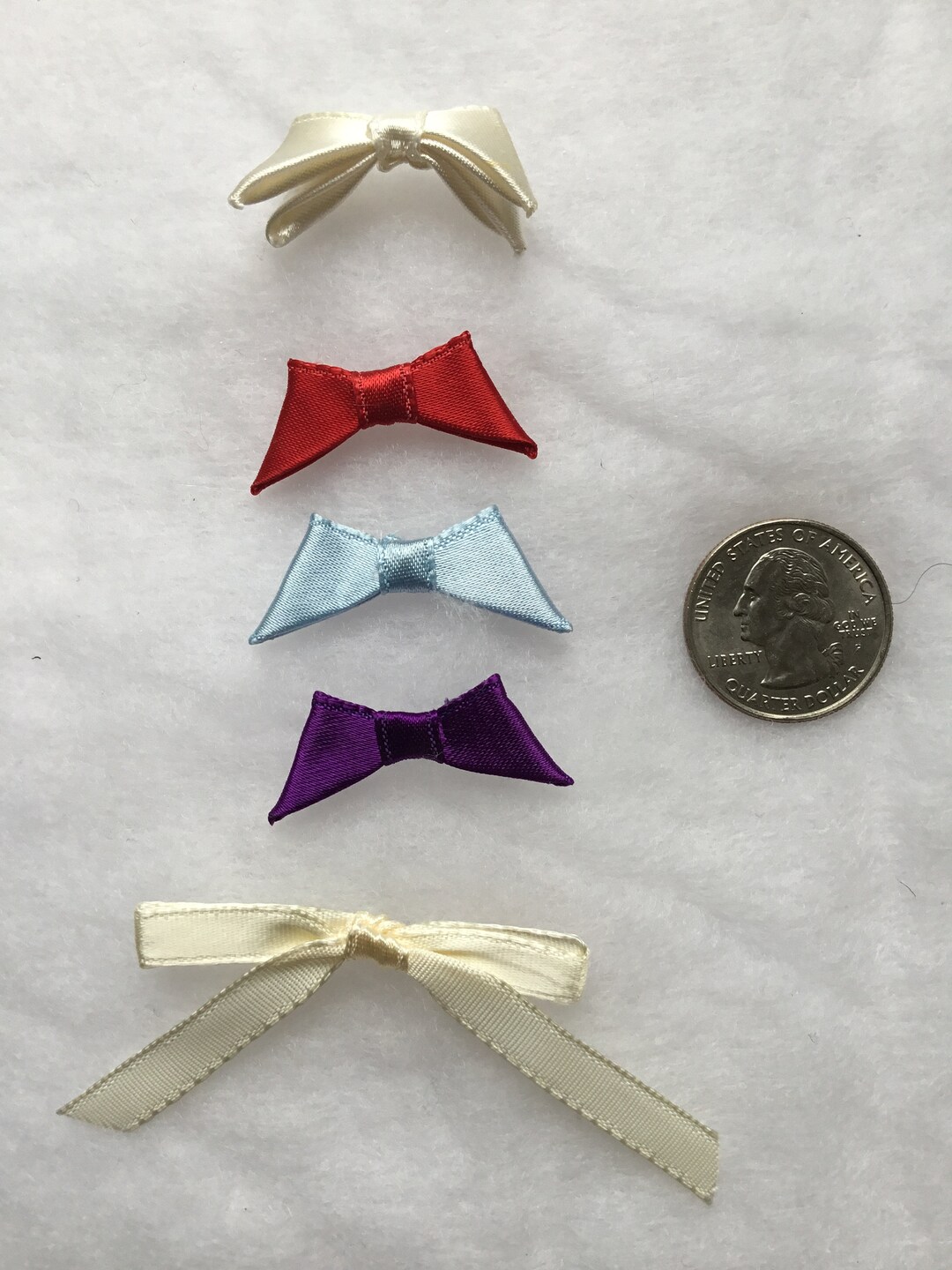 Vintage 12 Count Pack Tiny Satin Ribbon Bows- Color Bow-miniature Satin ...