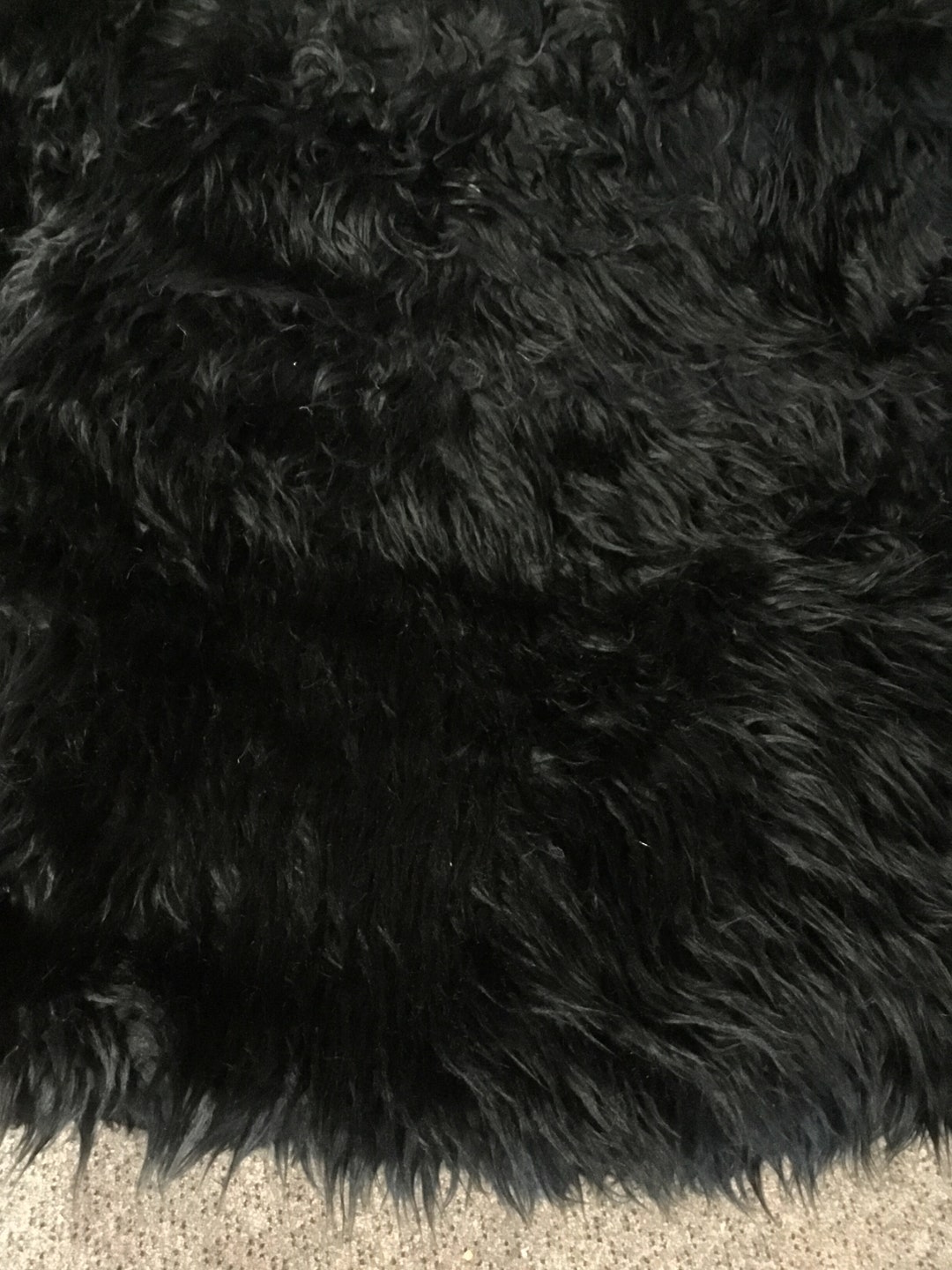 Vintage Faux Shaggy Black Fur Fabric High Quality Thick Black Shaggy ...