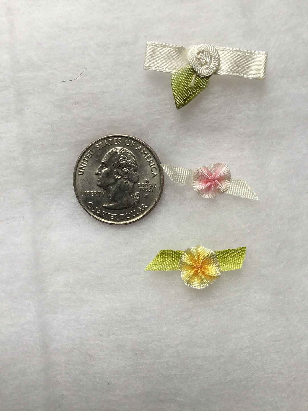 Vintage Satin Ribbon 12 Count Pack Miniature Flower-pastel Pink, Yellow ...