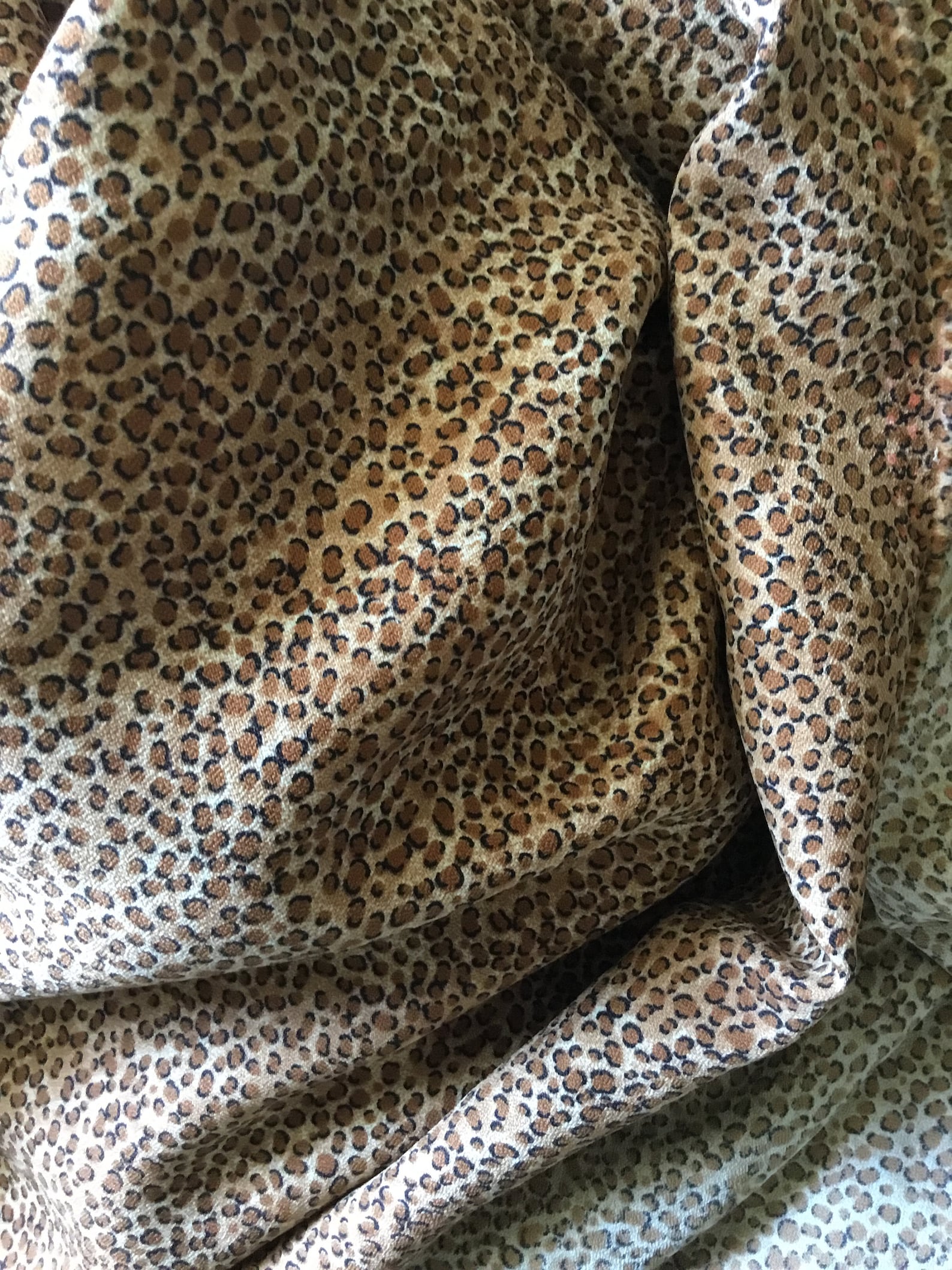 Vintage Tiny Leopard Print Fabric Polyester Type Fabric-by the Yard ...