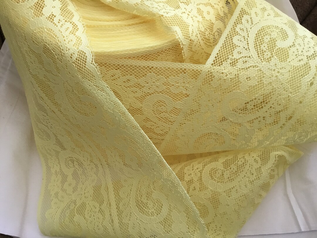 Vintage Pastel Yellow Cut Apart Flat Lace Yardage Extra Wide-bridal ...