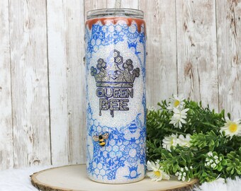 3D Bumble Bee Peekaboo Drip Glitter Tumbler - Etsy