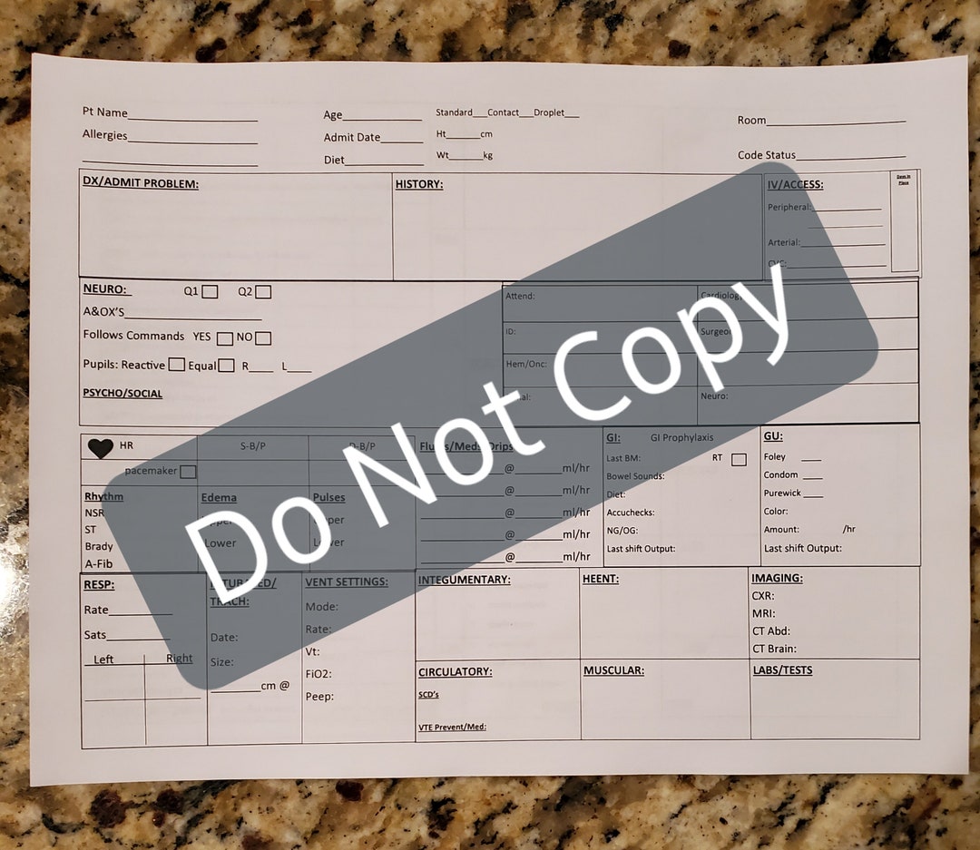 ICU Nurse Days Brain Sheet-detailed - Etsy