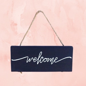 Welcome Wooden Hanging Sign - Etsy
