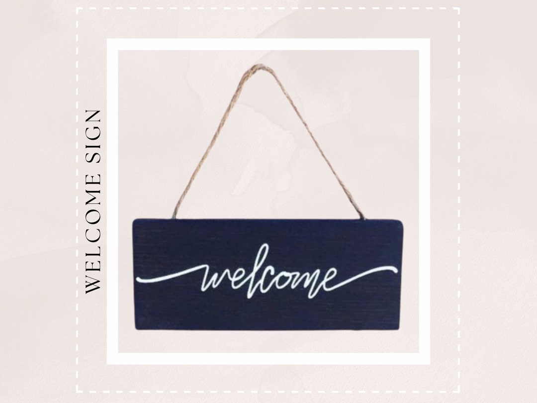 Welcome Wooden Hanging Sign - Hanging Welcome Sign - Rustic Welcome ...