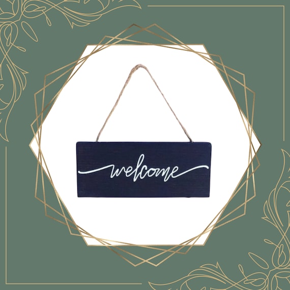 Welcome Wooden Hanging Sign | Etsy