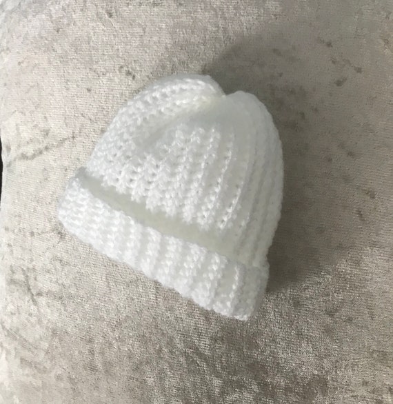 White Baby Hat Newborn Handmade Baby Hat Baby Beanie Hat - Etsy
