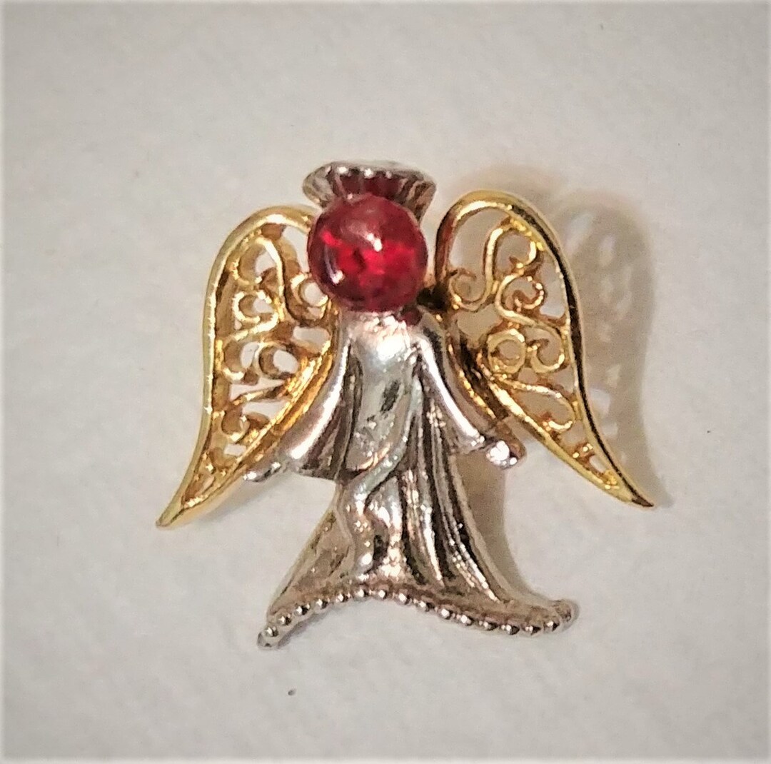 ANGEL Pin - Silver & Gold Toned - 1" Height - Scatter Pin, Hat Pin, or ...