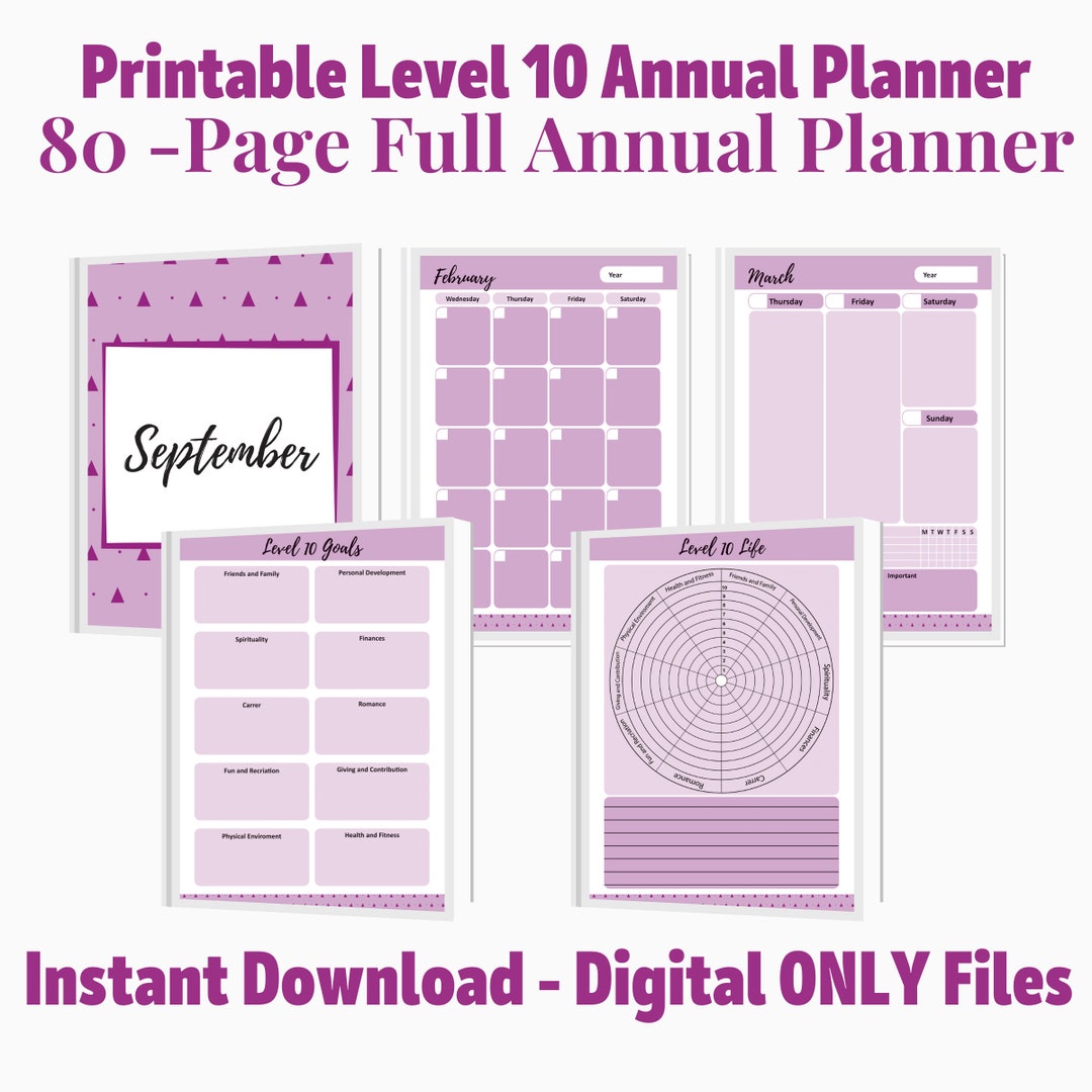 Level 10 Life Printable Annual Planner Annual Planner Full - Etsy France