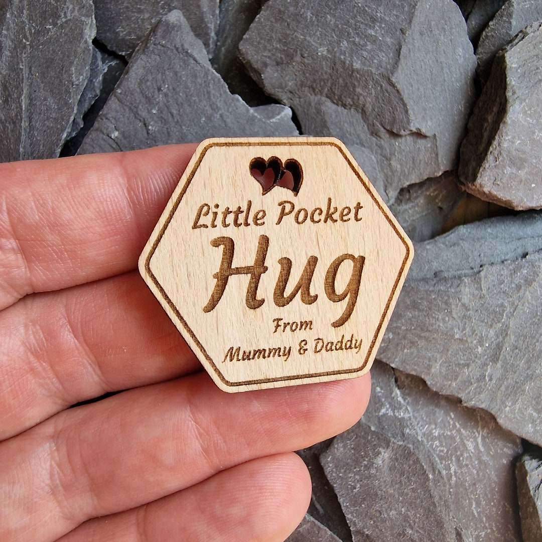 Personalized Wooden Pocket Hug Token Custom Engraved Keepsake, Love ...