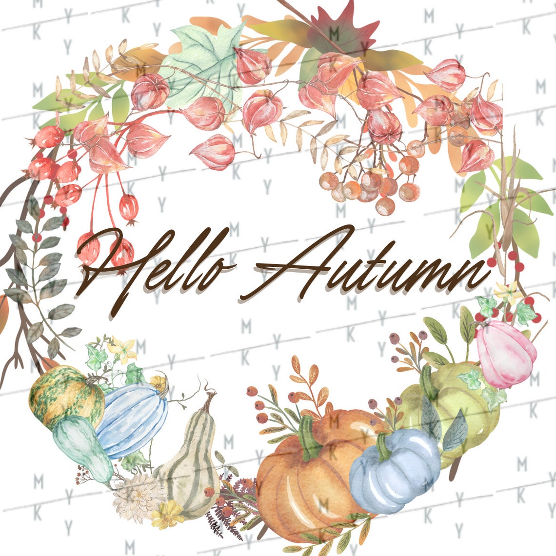 Hello Autumn Logo for Sticker- JPEG - Etsy