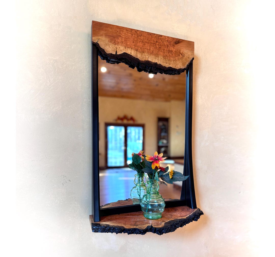 Live Edge Mirror Shelf Combo - Rare Cherry Burl - Etsy
