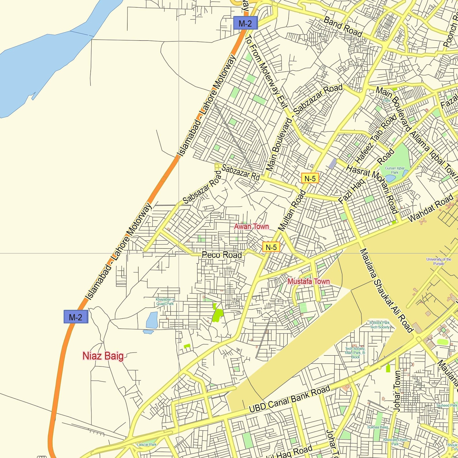 Lahore Pakistan. Detailed Map. High Quality City Map Poster. | Etsy