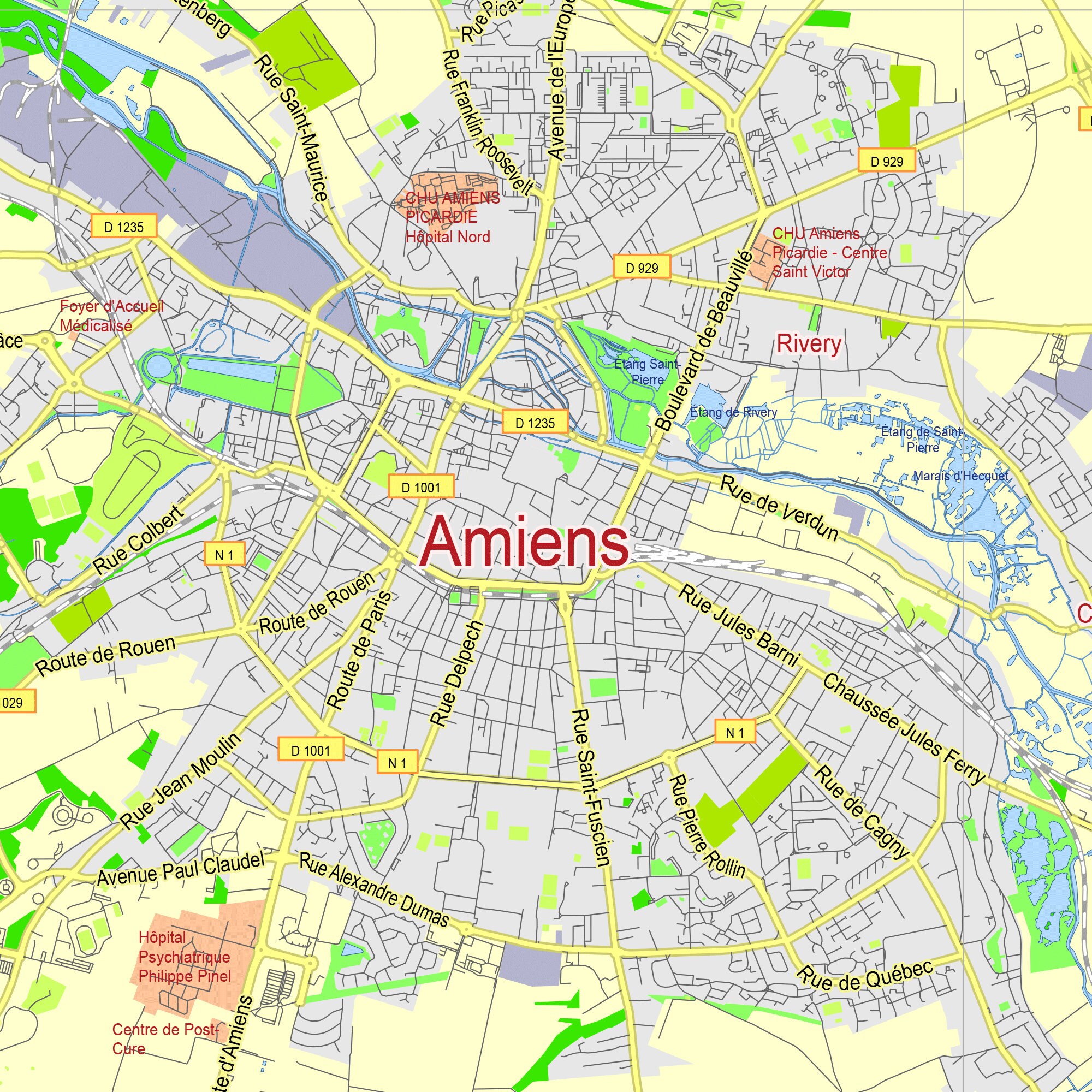 Amiens France. Carte de la ville personnalisée. Carte pour la | Etsy