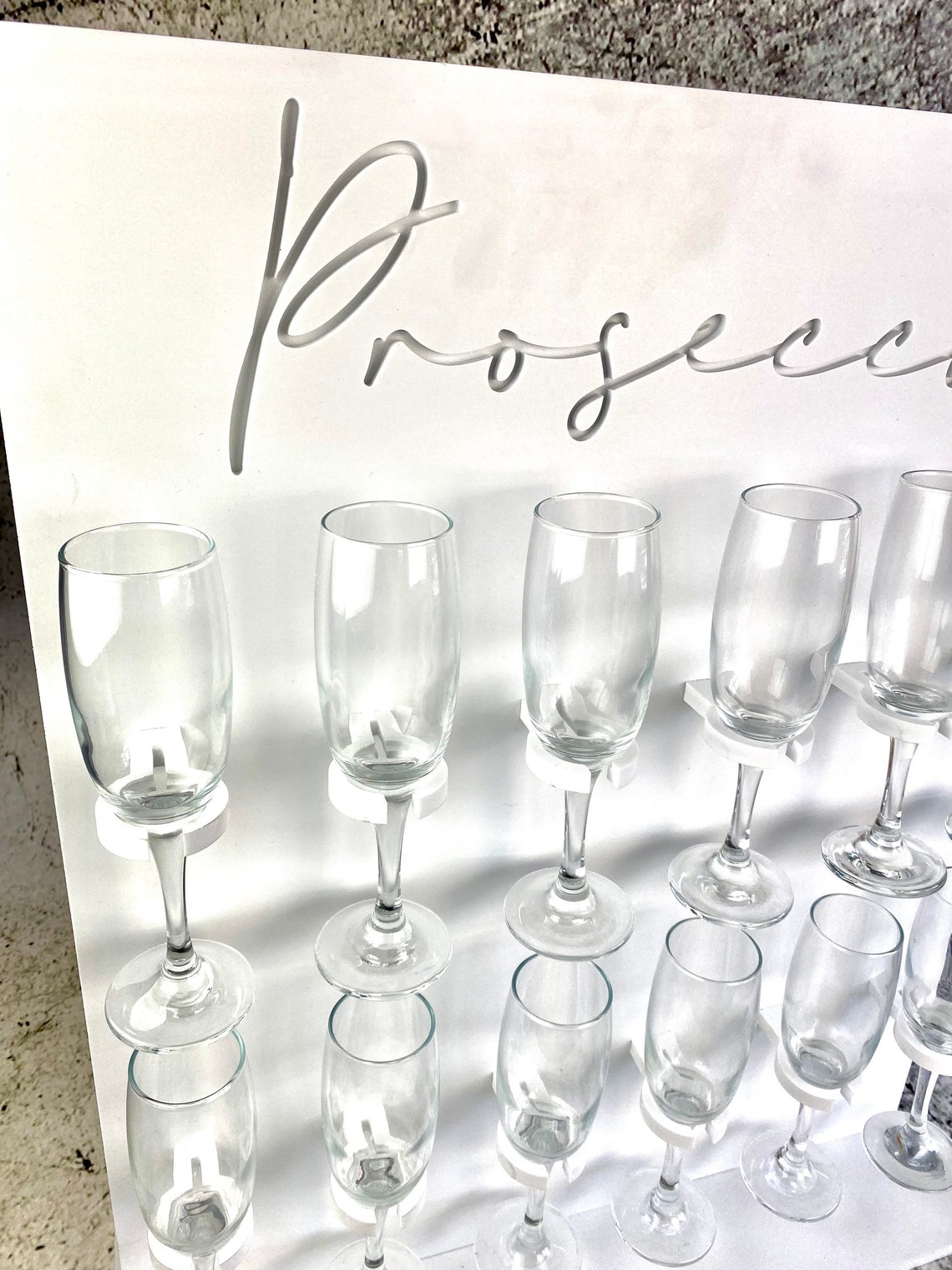Prosecco Wall Stand: White Waterproof Plastic Champagne Flute Display ...