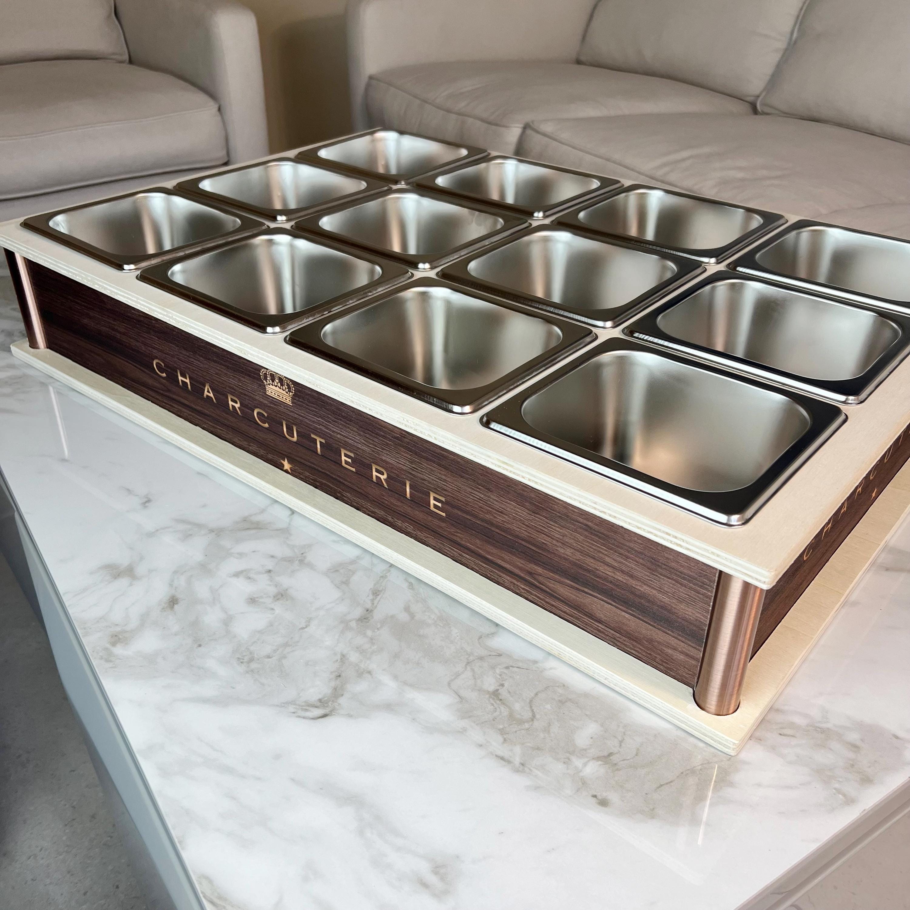 Customizable Charcuterie Serving Station: Branded Wood Tabletop Display ...