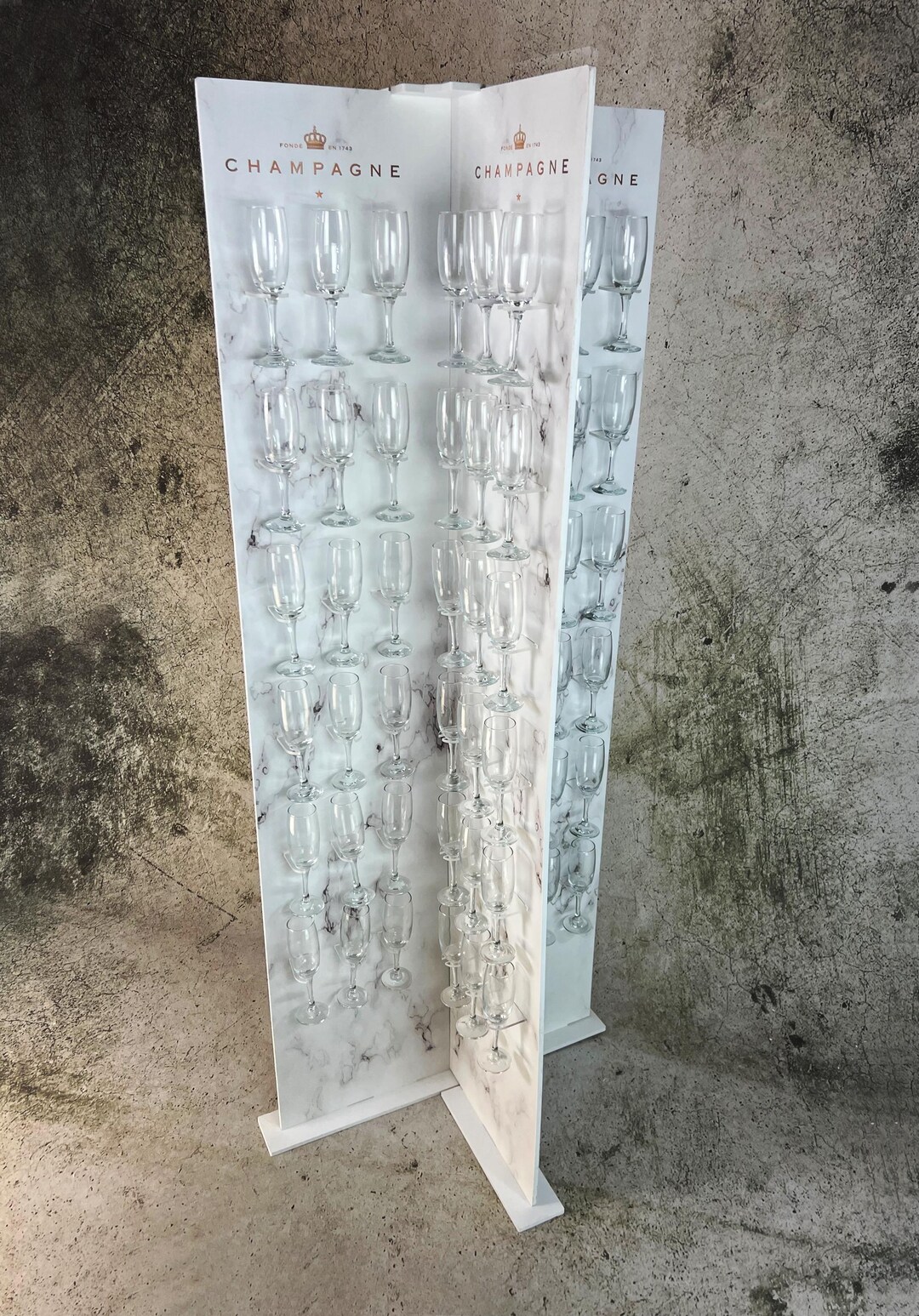 Champagne Flute Wall Stand: 72-glass Display, Party Decor - Etsy