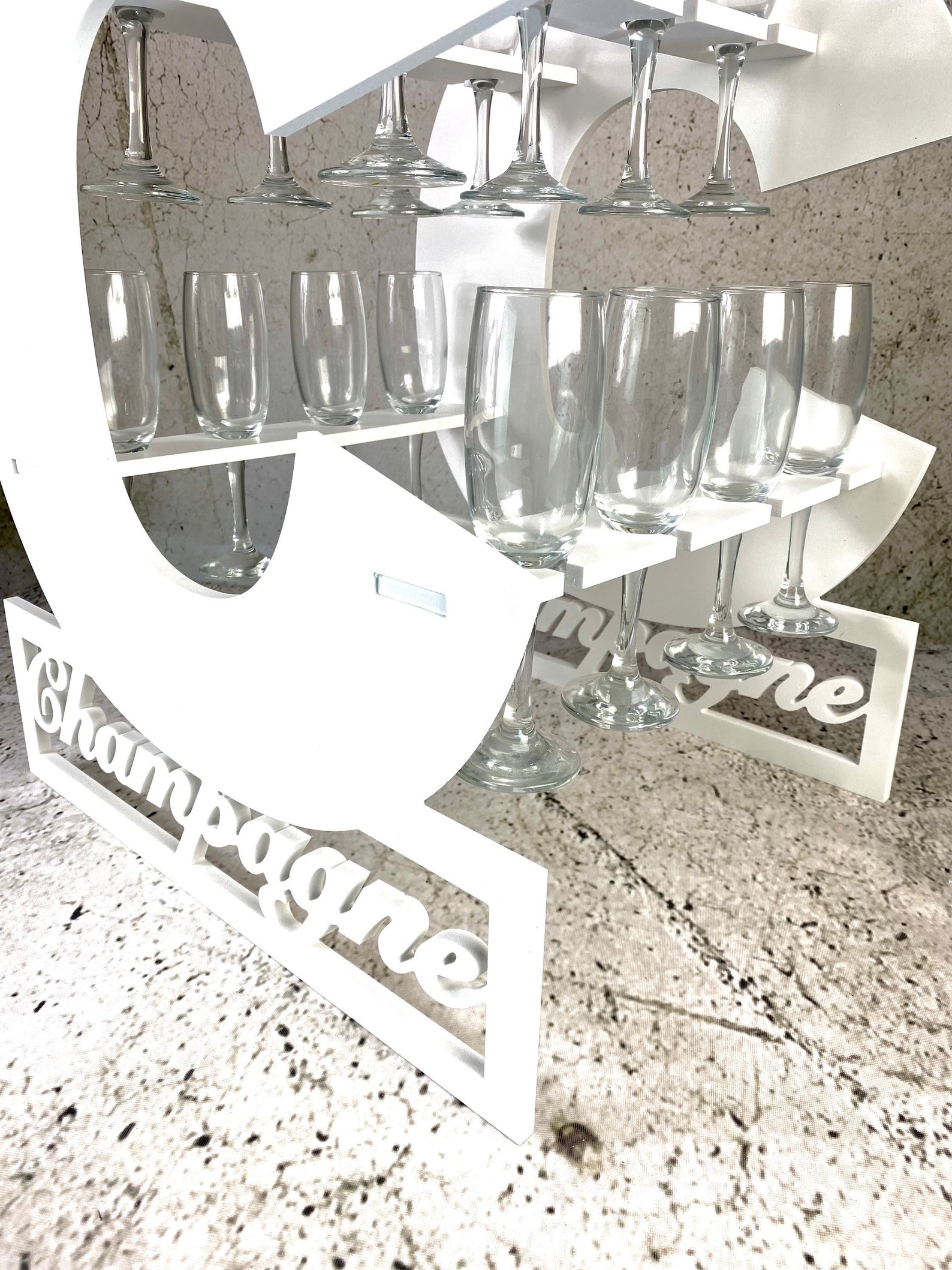 Letter C Champagne Flute Ladder: White Plastic Prosecco Stand - Etsy